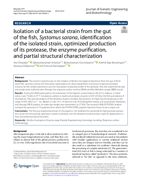 (PDF) Isolation of a bacterial strain from the gut of the fish ...