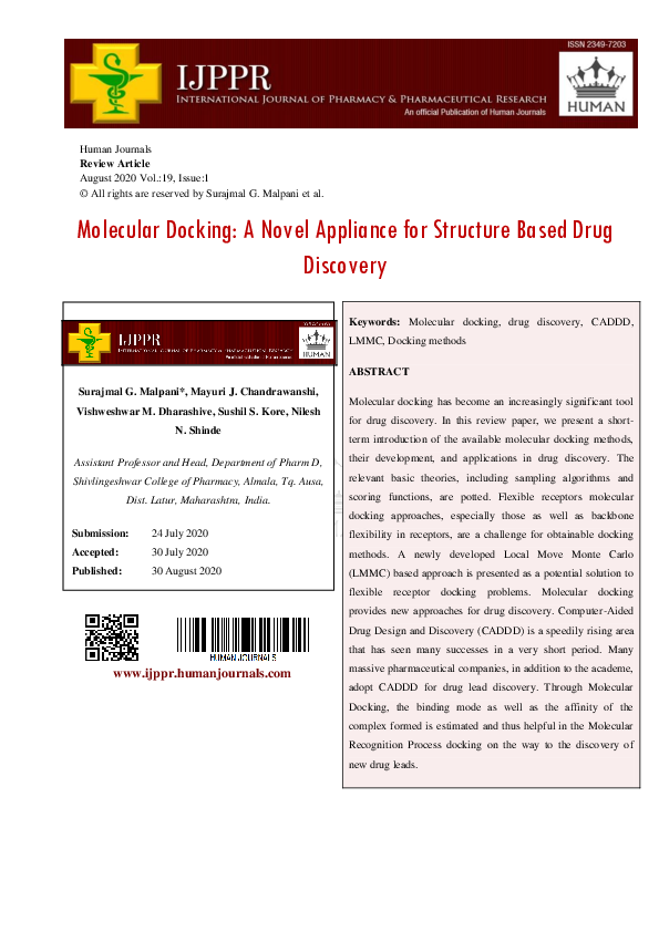 (PDF) Molecular Docking: A Novel Appliance for Structure Based Drug ...