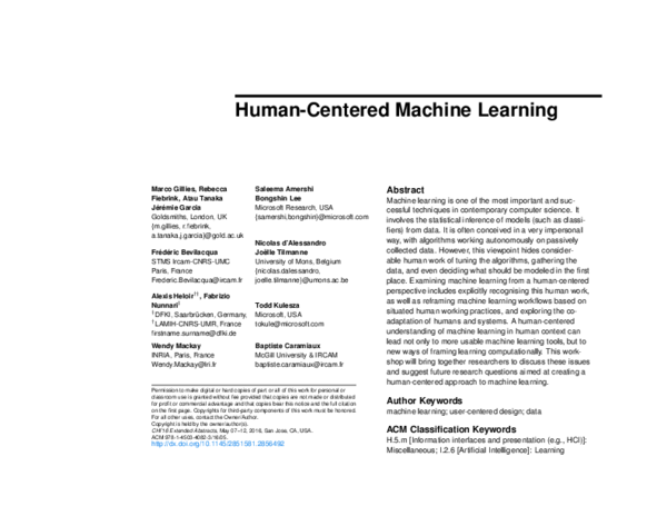 (PDF) Human-Centred Machine Learning