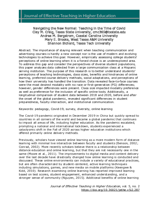 (PDF) Navigating the New Normal | Shannon Bichard - Academia.edu