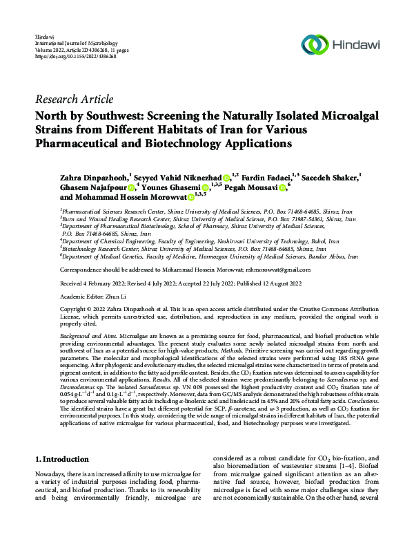 (PDF) North by Southwest: Screening the Naturally Isolated Microalgal Strains from Different ...