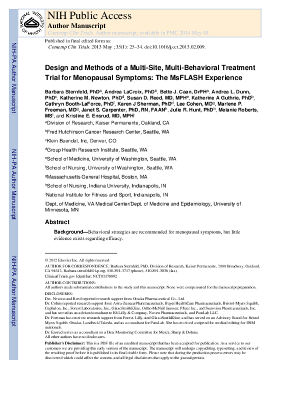 (PDF) Design and methods of a multi-site, multi-behavioral treatment ...