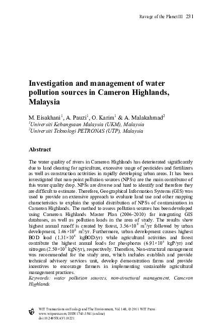 (PDF) Investigation and management of water pollution sources in ...