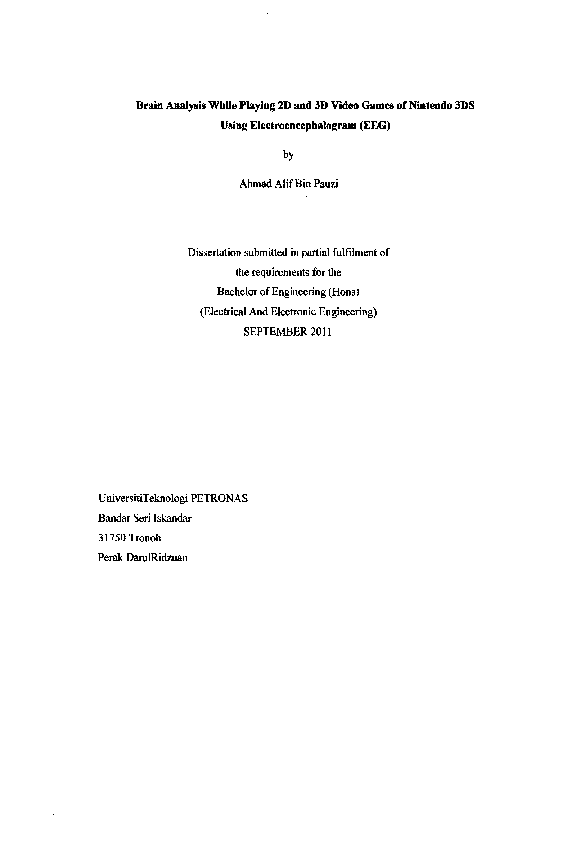 (PDF) Brain Analysis While Playing 2D and 3D Video Games of Nintendo ...