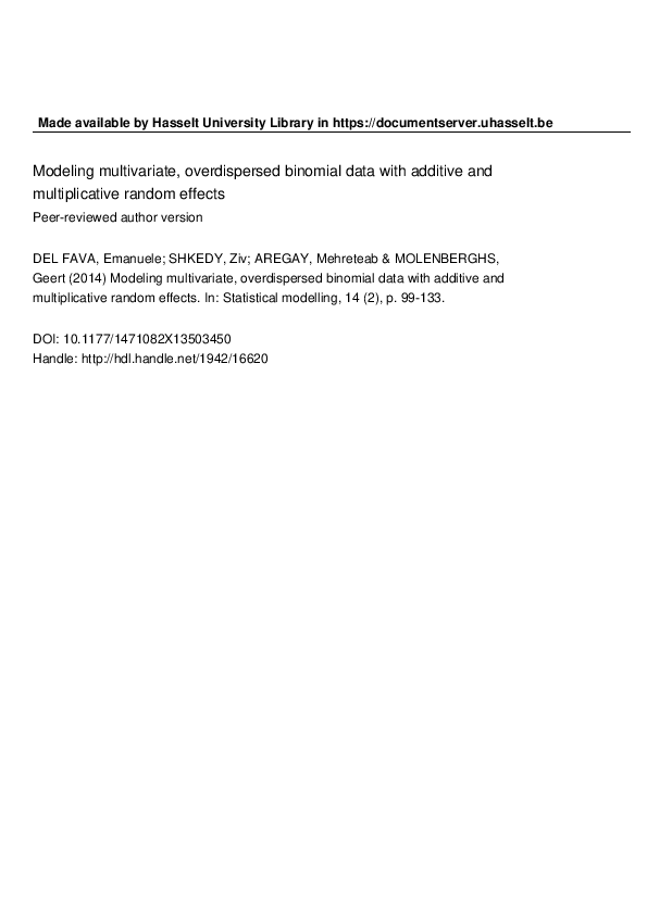 (PDF) Modelling multivariate, overdispersed binomial data with additive and multiplicative ...