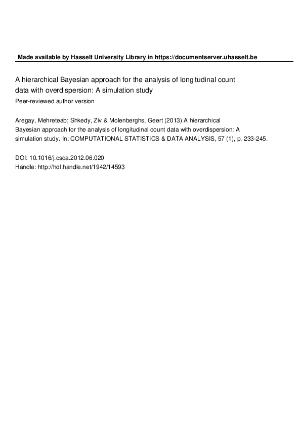 (PDF) A hierarchical Bayesian approach for the analysis of longitudinal count data with ...