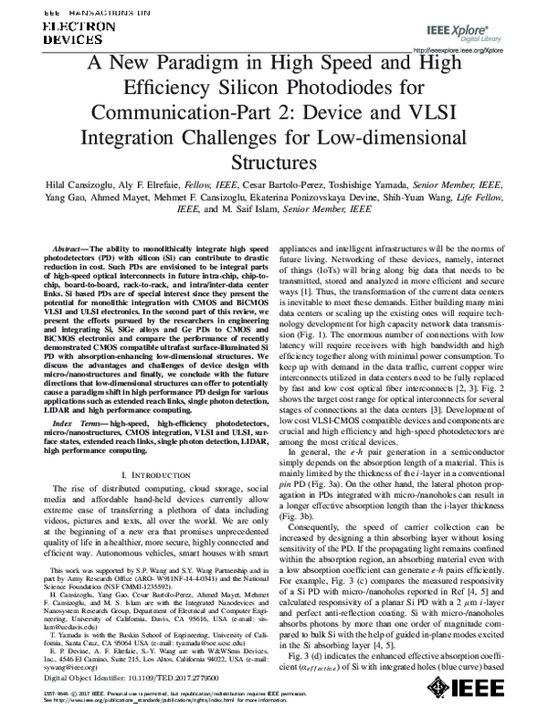 (PDF) A New Paradigm in High-Speed and High-Efficiency Silicon Photodiodes for Communication ...