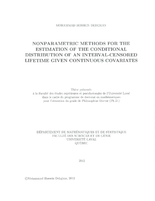 Pdf Nonparametric Methods For The Estimation Of The Conditional