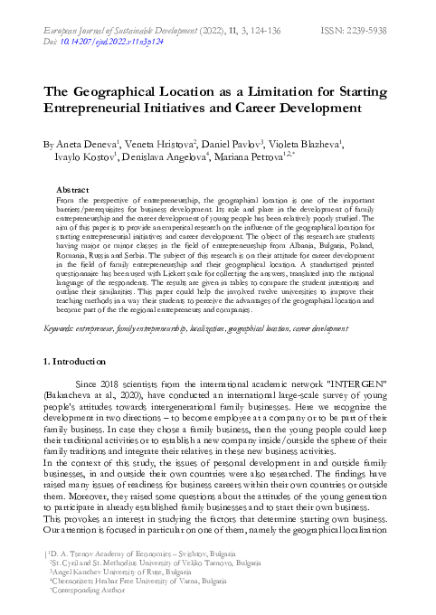 (PDF) The Geographical Location as a Limitation for Starting ...