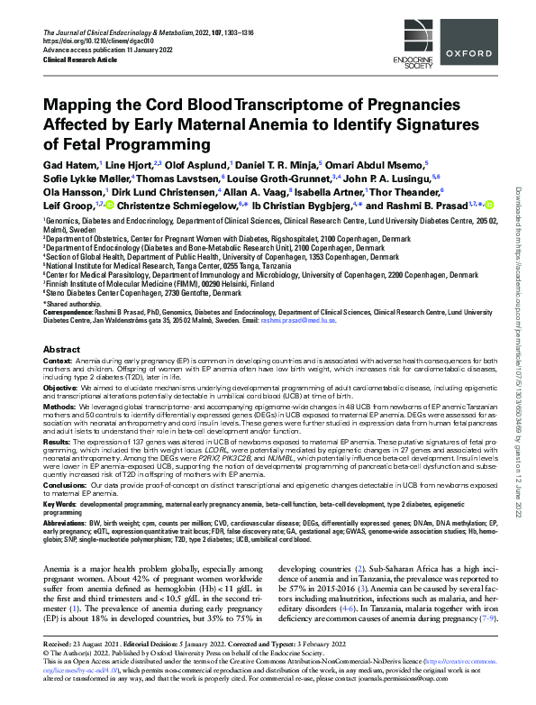 (PDF) Mapping the Cord Blood Transcriptome of Pregnancies Affected by ...