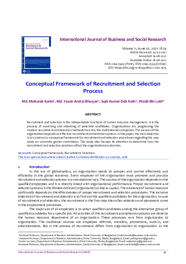 (PDF) Conceptual Framework of Recruitment and Selection Process