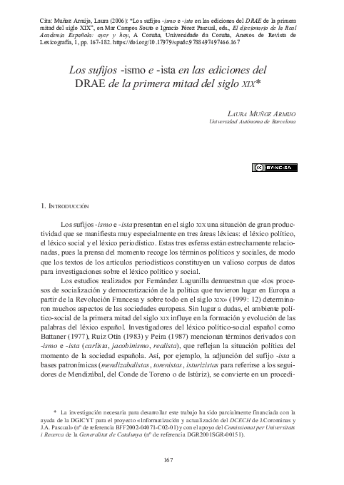 (PDF) Los sufijos -ismo e -ista en las ediciones del DRAE de la primera ...