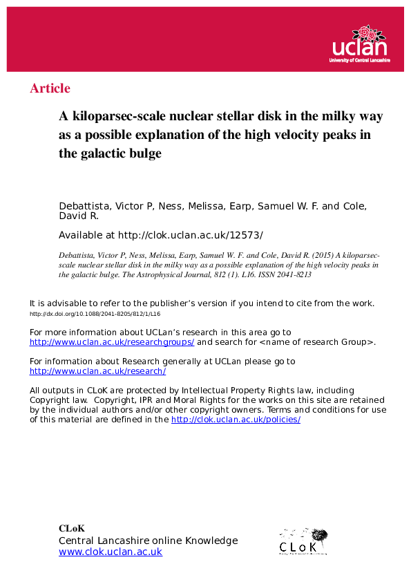 (PDF) A Kiloparsec-Scale Nuclear Stellar Disk in the Milky Way as a ...