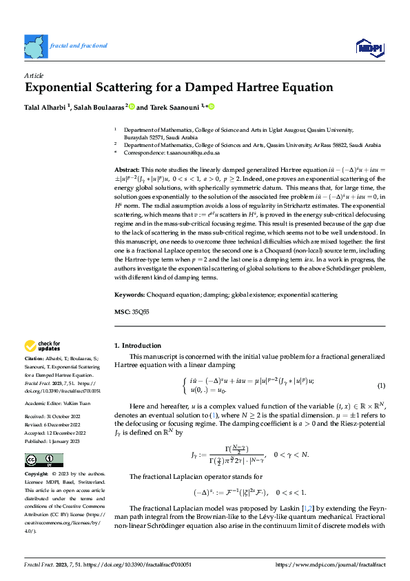 (PDF) Exponential Scattering for a Damped Hartree Equation