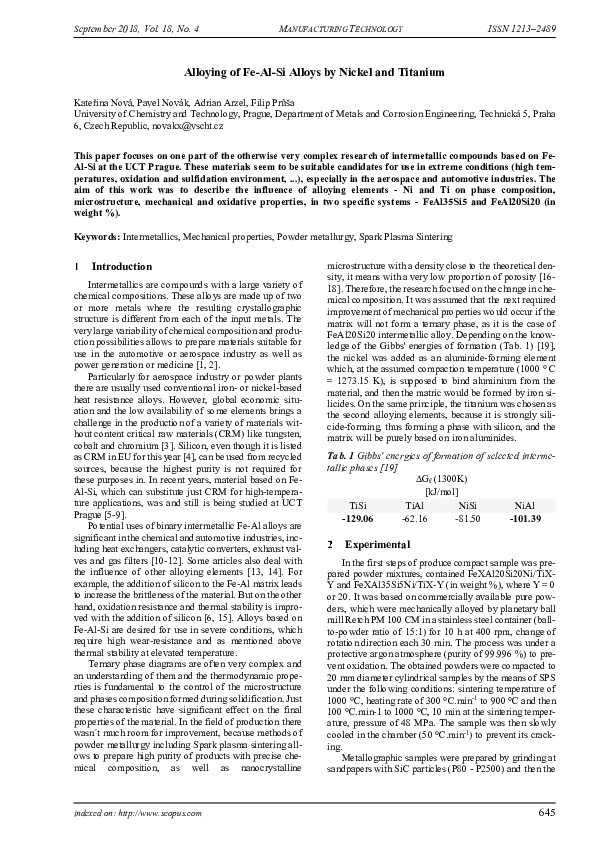 (PDF) Alloying of Fe-Al-Si Alloys by Nickel and Titanium