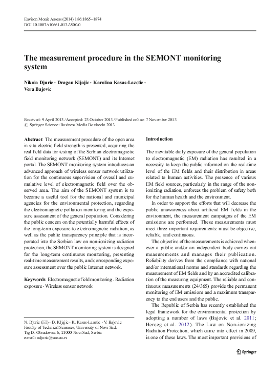 (PDF) The measurement procedure in the SEMONT monitoring system