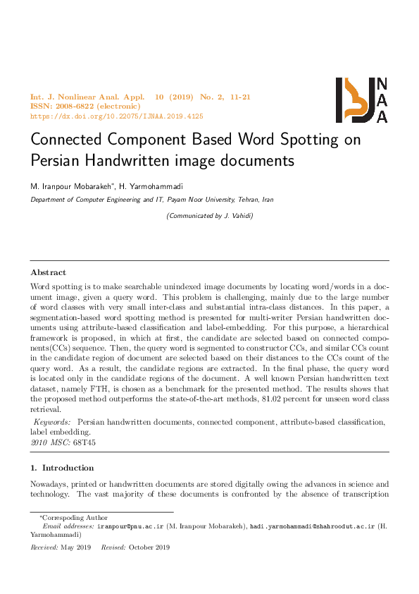 (PDF) A Survey on handwritten documents word spotting