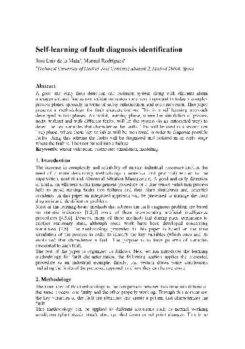(PDF) Self-learning of fault diagnosis identification