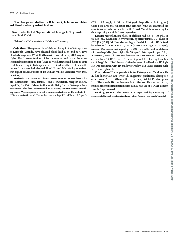 (PDF) Blood Manganese Modifies the Relationship Between Iron Status and ... (PDF) Blood Manganese Modifies the Relationship Between Iron Status and ...