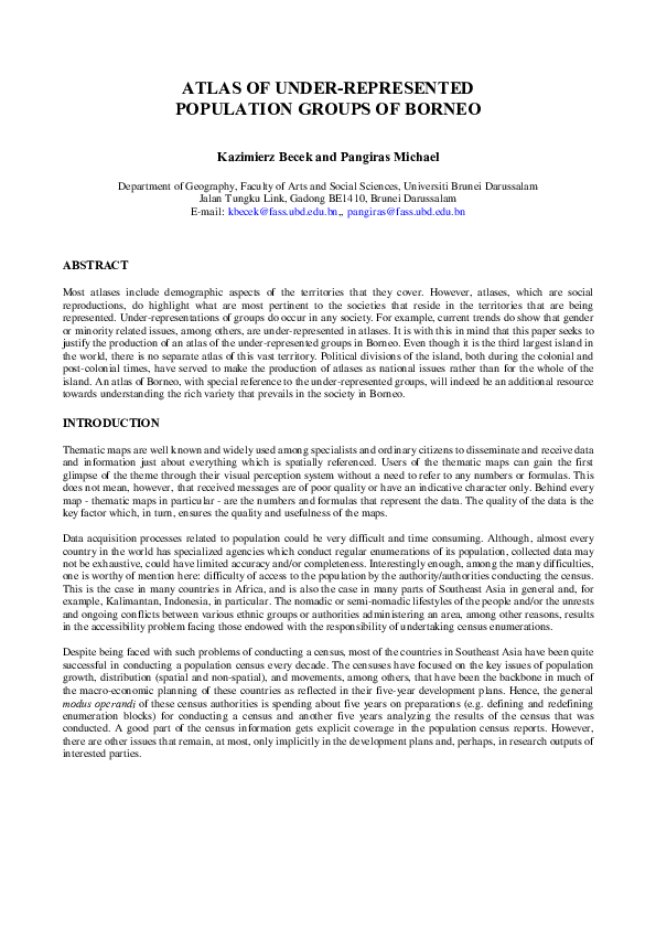 (PDF) Atlas of Under-Represented Population Groups of Borneo