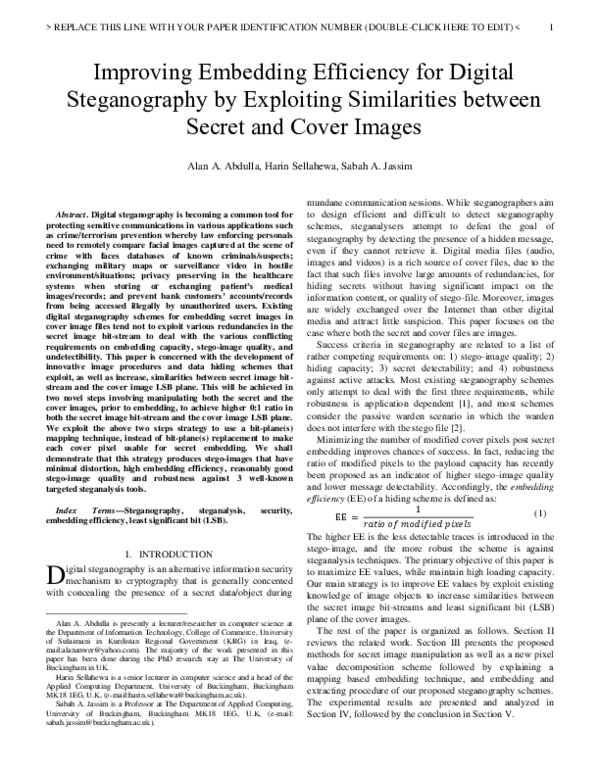(PDF) Improving embedding efficiency for digital steganography by exploiting similarities ...