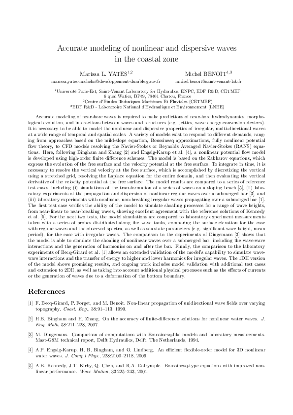 (PDF) Accurate modeling of nonlinear and dispersive waves in the ...