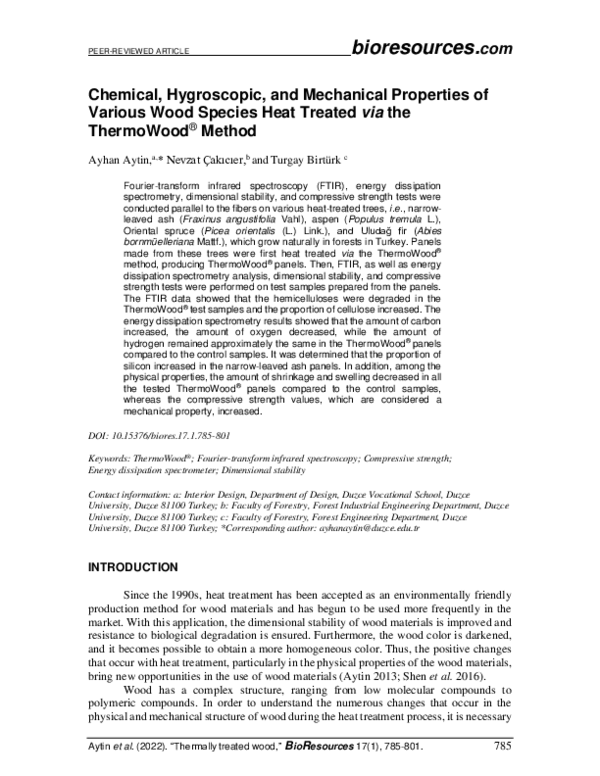 (PDF) Chemical, hygroscopic, and mechanical properties of various wood ...