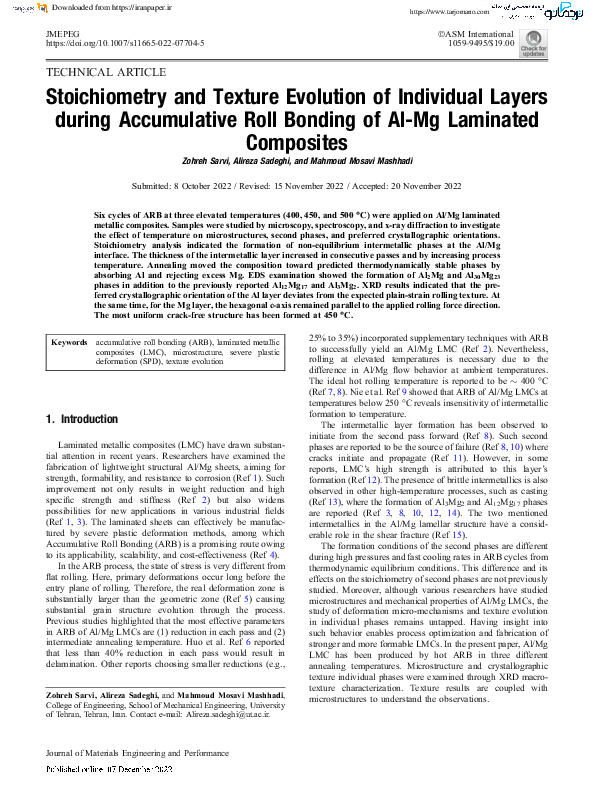 Pdf Stoichiometry And Texture Evolution Of Individual Layers During Accumulative Roll Bonding