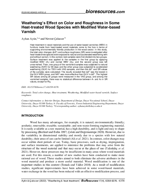 (PDF) Weathering’s effect on color and roughness in some heat-treated ...
