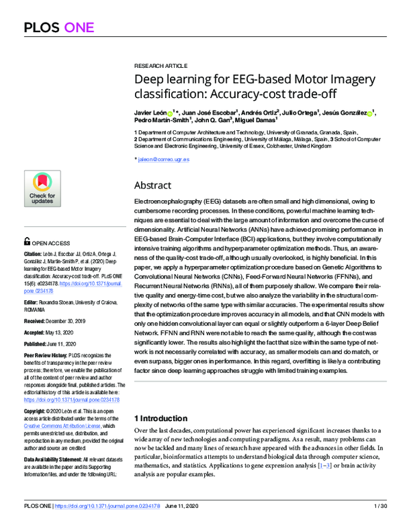 Pdf Deep Learning For Eeg Based Motor Imagery Classification Accuracy Cost Trade Off