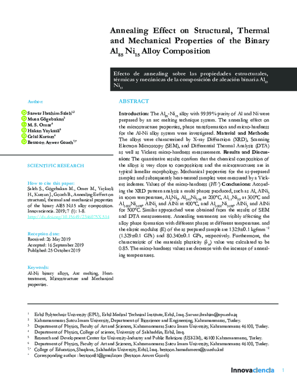 (PDF) Annealing Effect on Structural, Thermal and Mechanical Properties ...