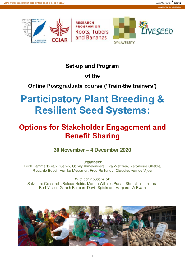 (PDF) Postgraduate course (‘Train-the trainers’) - Participatory Plant ...