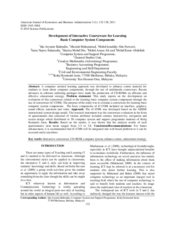 (PDF) Development of Interactive Courseware for Learning Basic Computer System Components