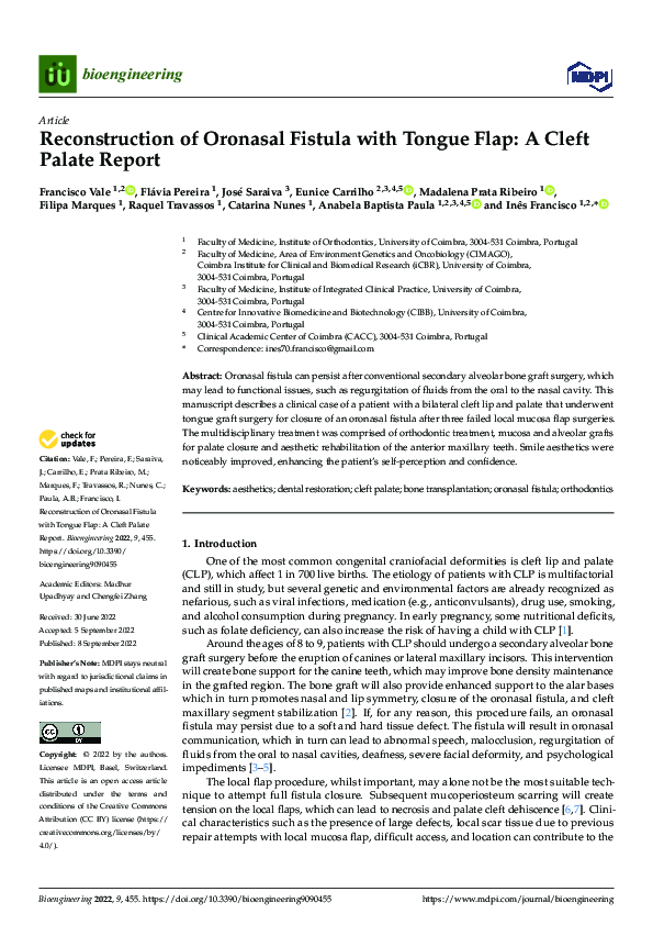 (PDF) Reconstruction of Oronasal Fistula with Tongue Flap: A Cleft ...