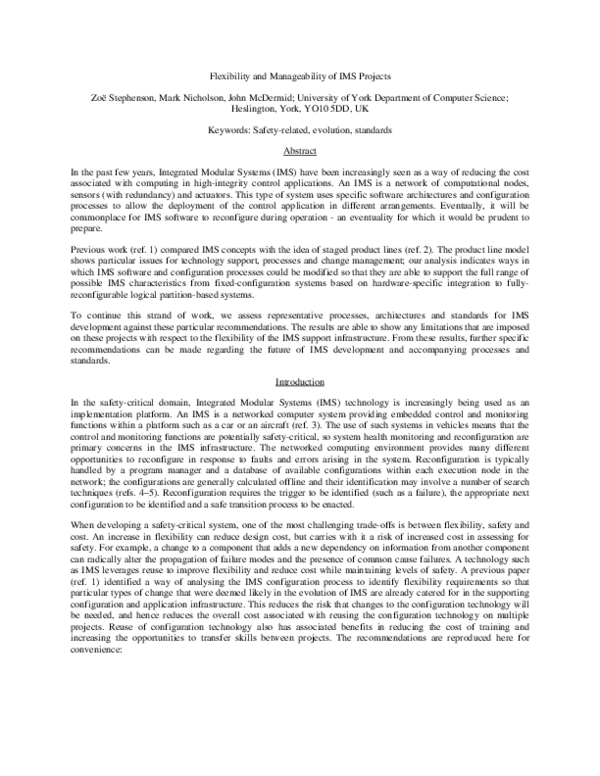 (PDF) Flexibility and Manageability of IMS Projects