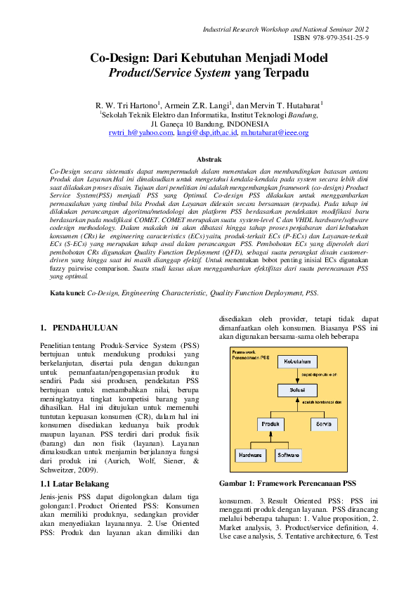 (PDF) Co-Design: Dari Kebutuhan Menjadi Model Product/Service System yang Terpadu | Mervin ...