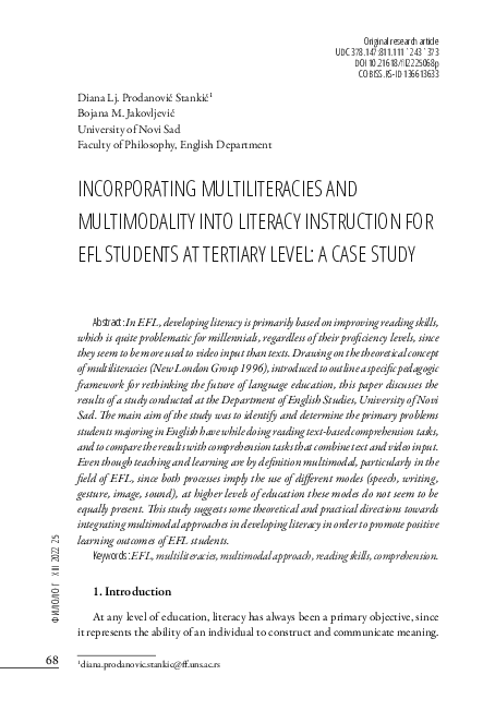 (PDF) Incorporating Multiliteracies and Multimodality Into Literacy Instruction for Efl Students ...