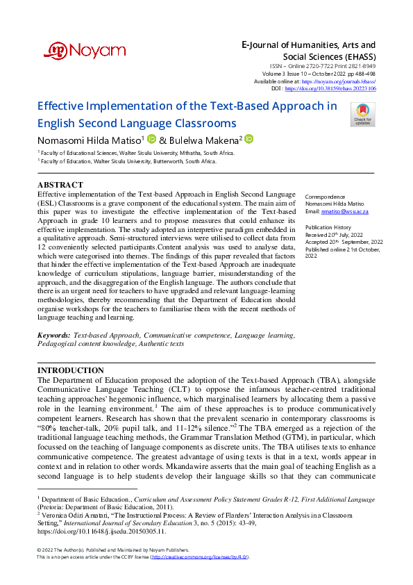 (PDF) Effective Implementation of the Text-Based Approach in English ...