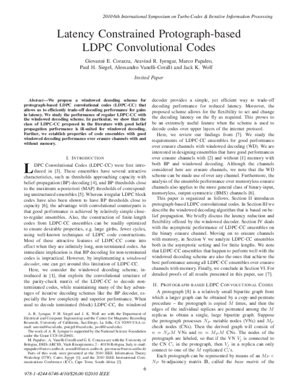 Pdf Latency Constrained Protograph Based Ldpc Convolutional Codes 8247