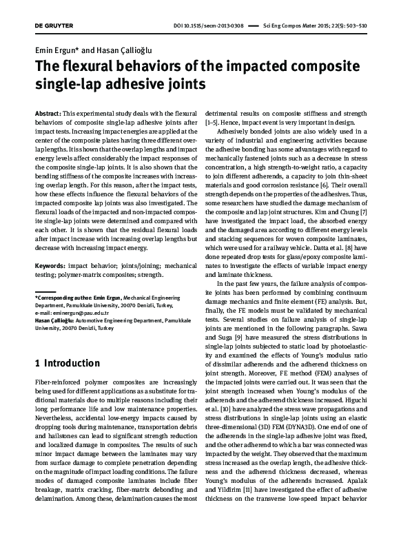 (PDF) The flexural behaviors of the impacted composite single-lap ...