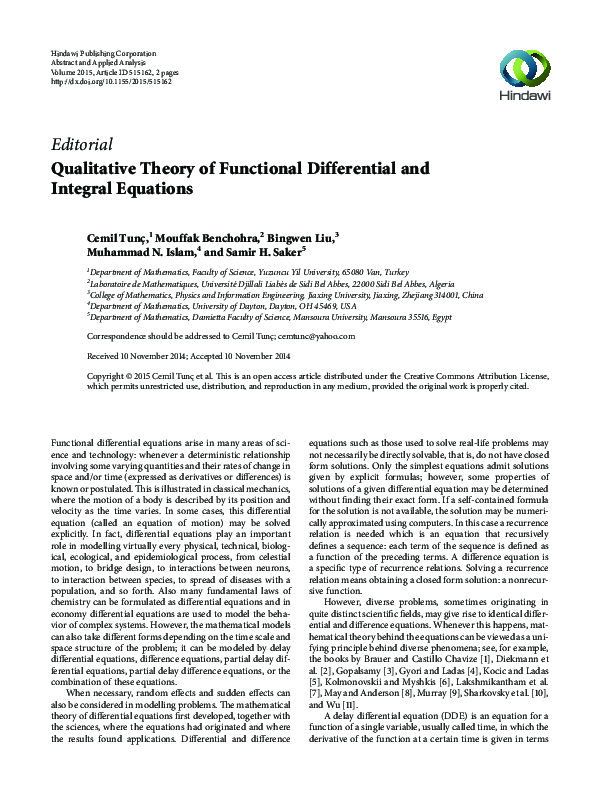 (PDF) Qualitative Theory of Functional Differential and Integral Equations