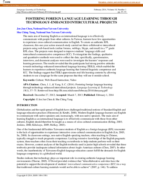 (PDF) Fostering Foreign Language Learning through Technology-Enhanced ...