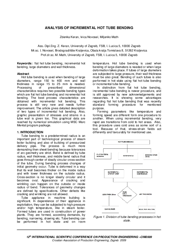 (PDF) Analysis of Incremental Hot Tube Bending