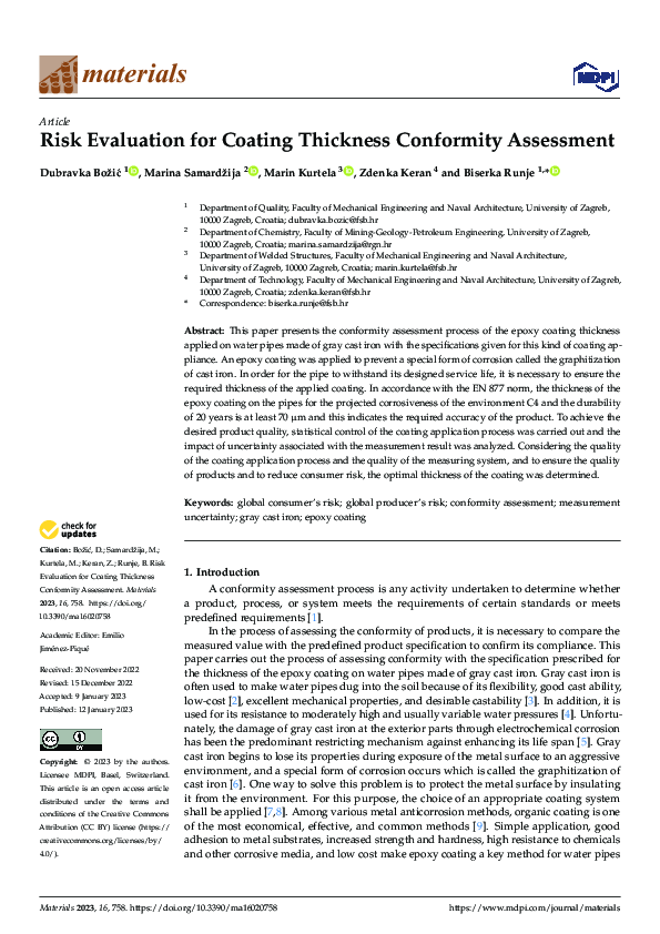 (PDF) Risk Evaluation for Coating Thickness Conformity Assessment