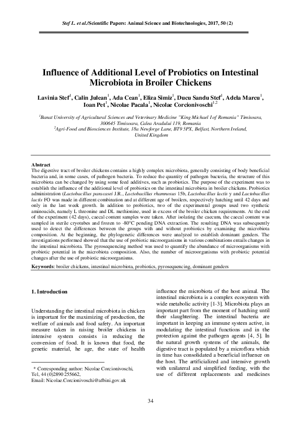 (PDF) Influence of additional level of probiotics on intestinal ...