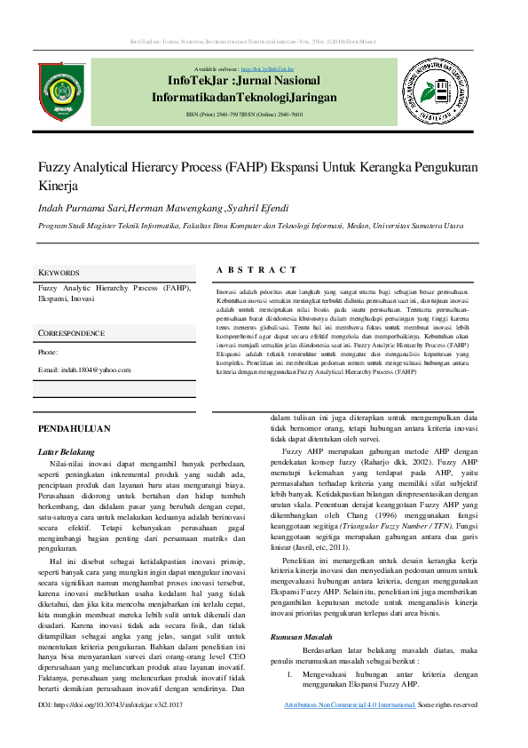 (PDF) Fuzzy Analytical Hierarchy Process (FAHP) Ekspansi Untuk Inovasi Kerangka Pengukuran Kinerja