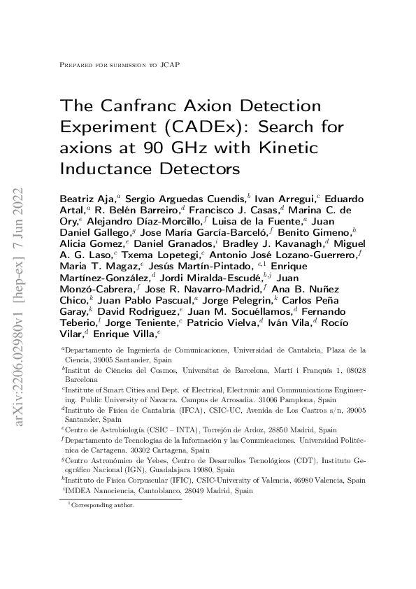 (PDF) The Canfranc Axion Detection Experiment (CADEx): search for ...