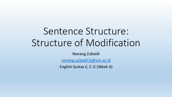 (PDF) Sentence Structure: Structure of Modification (English Syntax)