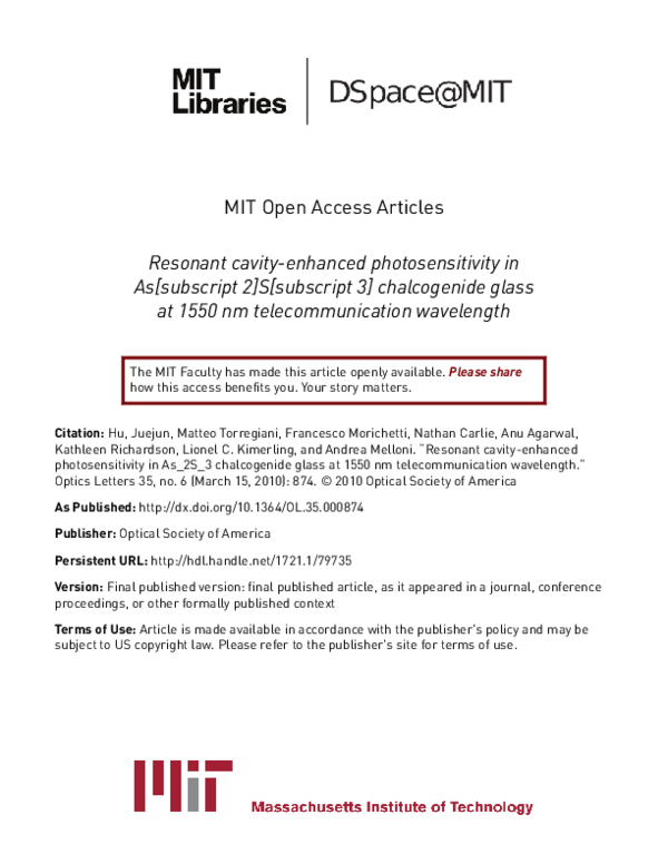(PDF) Resonant cavity-enhanced photosensitivity in As_2S_3 chalcogenide ...