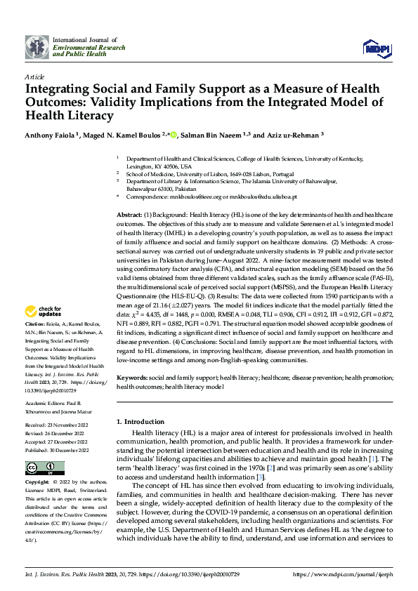 (PDF) Integrating Social and Family Support as a Measure of Health ...